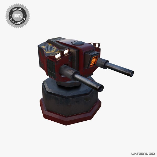 sci-fi turret gun low-poly obj