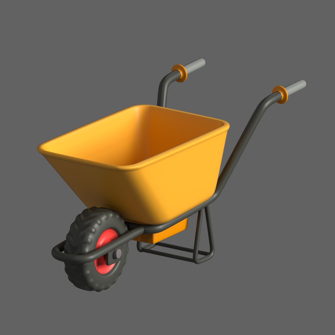 Low Poly Cartoon Wheelbarrow 3D Model - TurboSquid 2379161