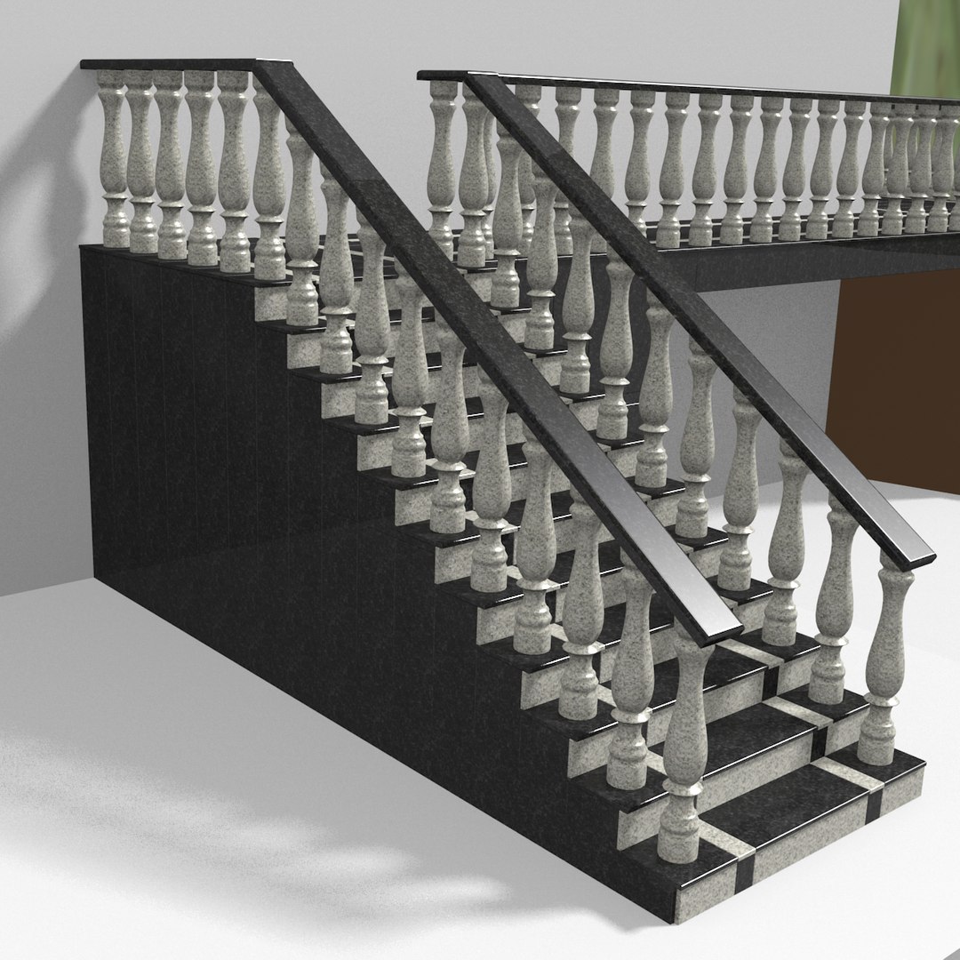 3d Stairs Polished Stone Model