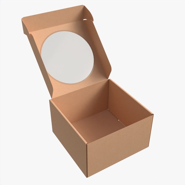 Corrugated Cardboard Box with Window 03 Open 3D - TurboSquid 2030042