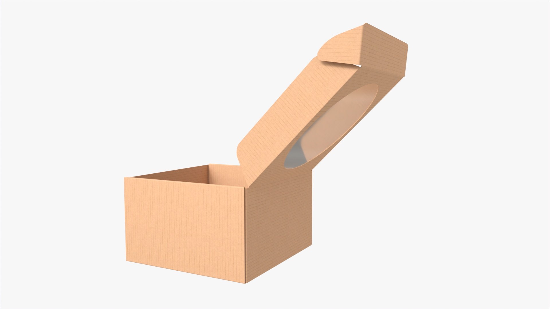 Corrugated Cardboard Box With Window 03 Open 3D - TurboSquid 2030042