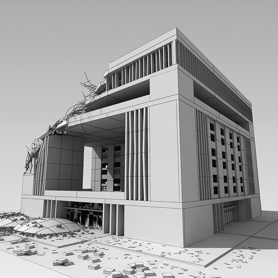 destroyed building 3d c4d