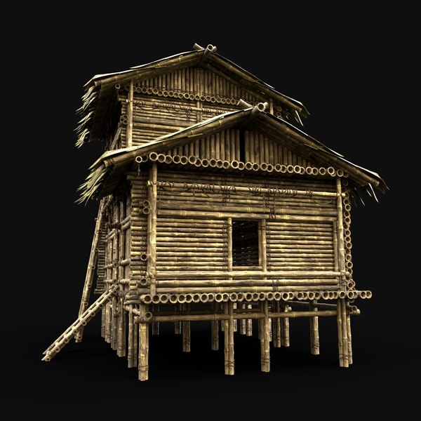 3D model BAMBOO HOUSE JUNGLE WATCHTOWER AAA HUT SURVIVAL CASTAWAY CABIN ...