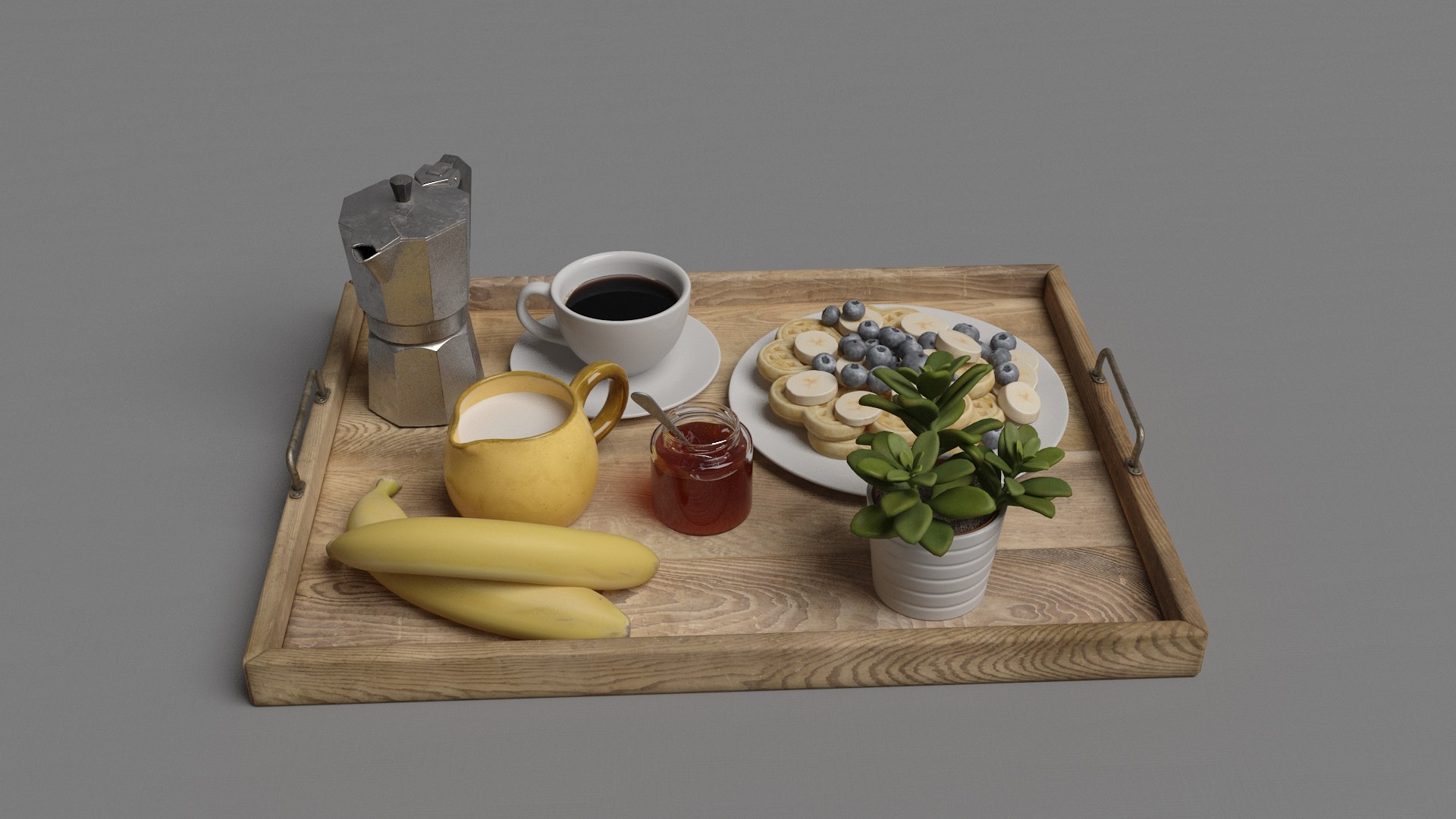Wooden Breakfast Tray Set With Food And Coffee 3D - TurboSquid 2311904