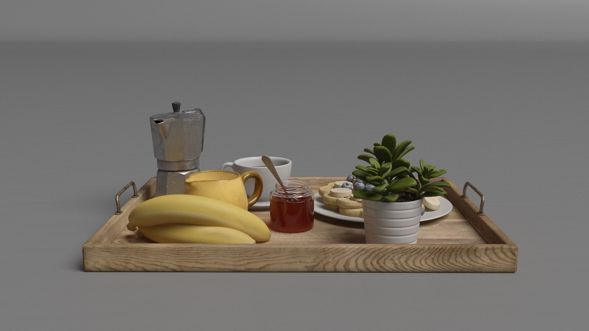 Wooden Breakfast Tray Set With Food And Coffee 3D - TurboSquid 2311904