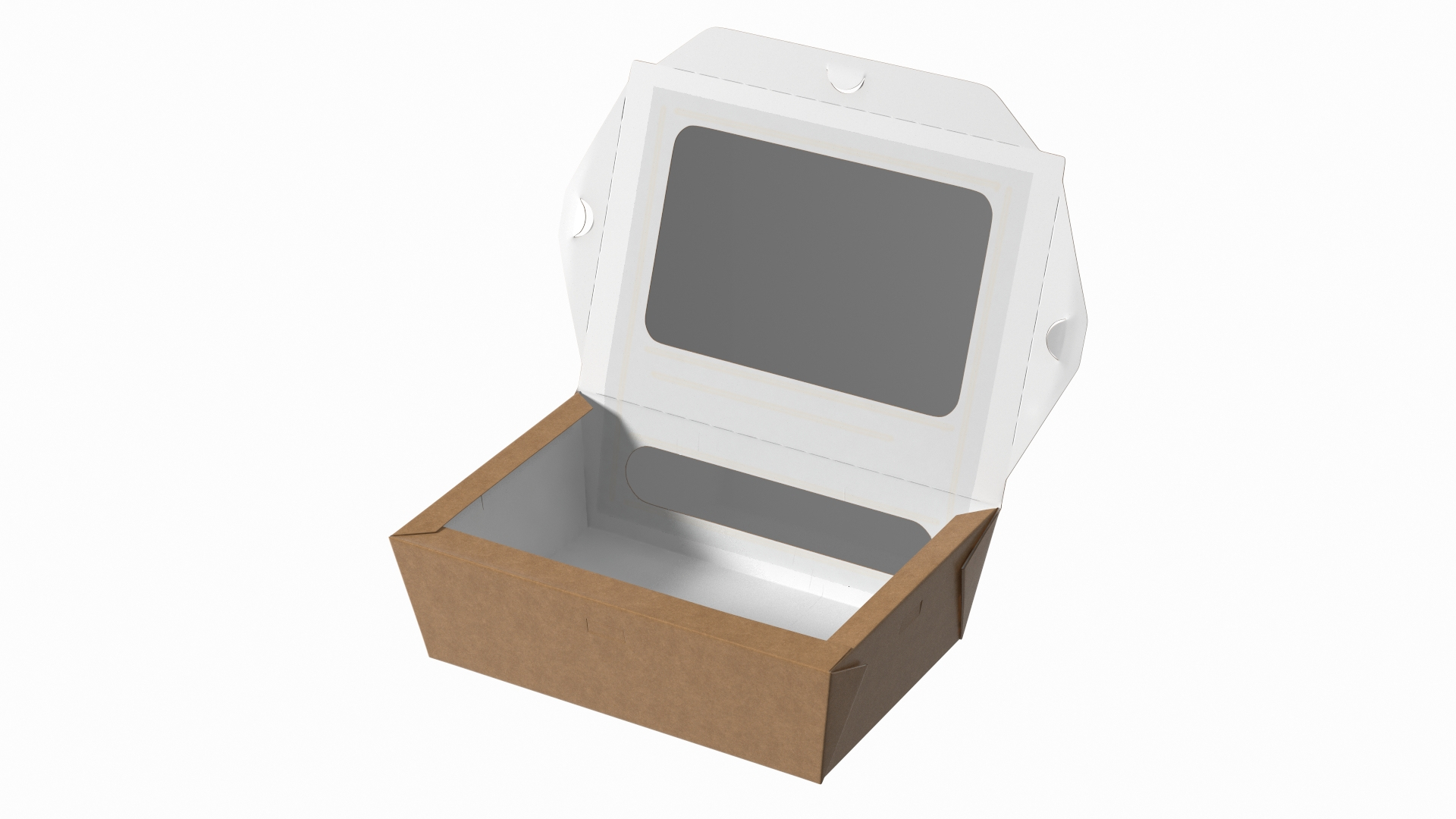 Opened Kraft Food Box With Window Large 3D Model - TurboSquid 1807904
