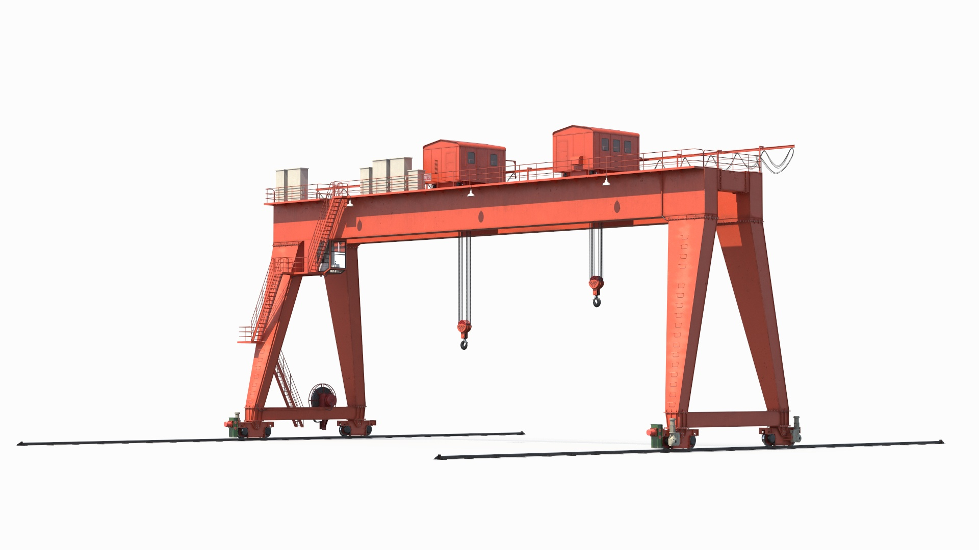 Double Girder Gantry Crane With Rails Red 3D Model - TurboSquid 2507346