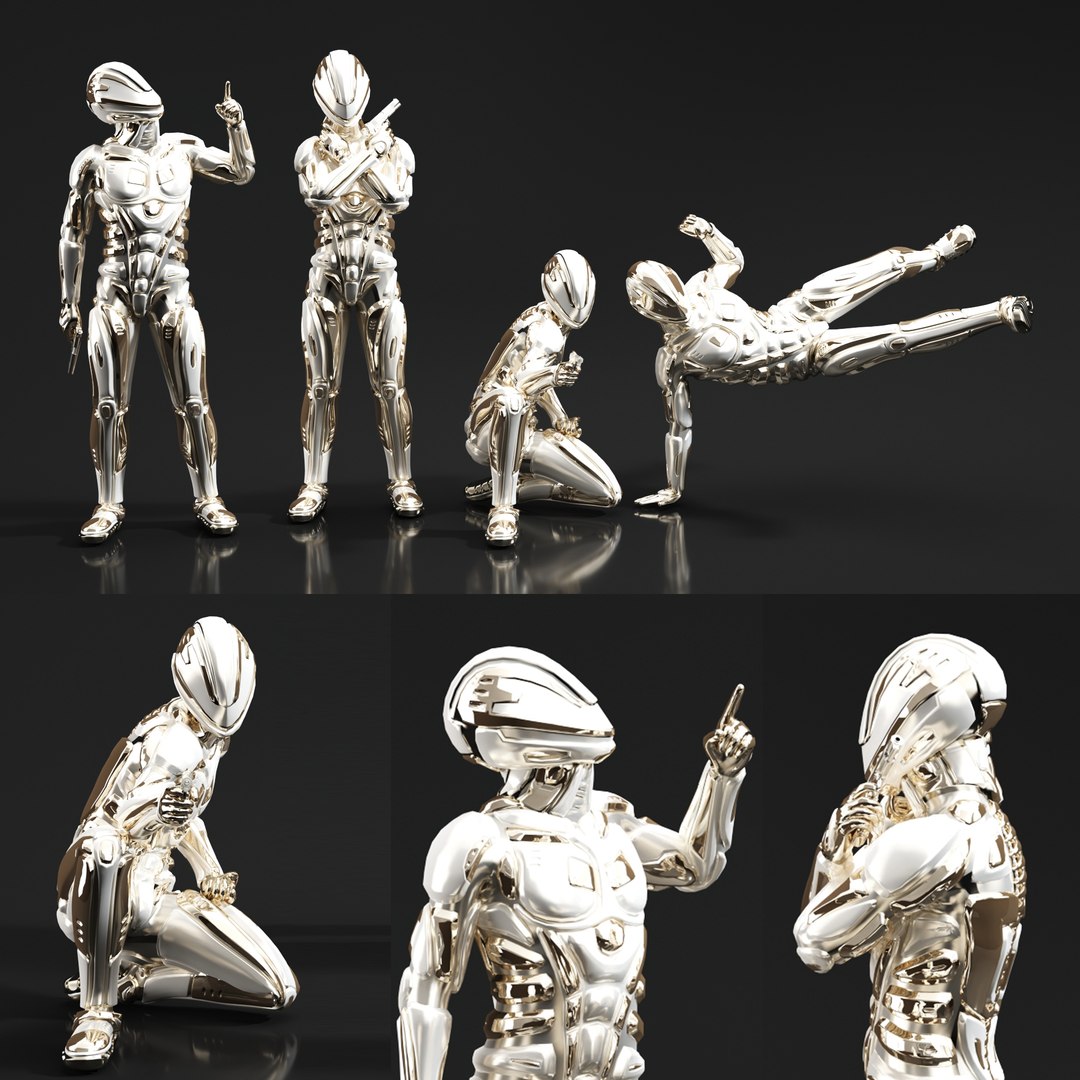 3D Silver Robots Model - TurboSquid 2298193