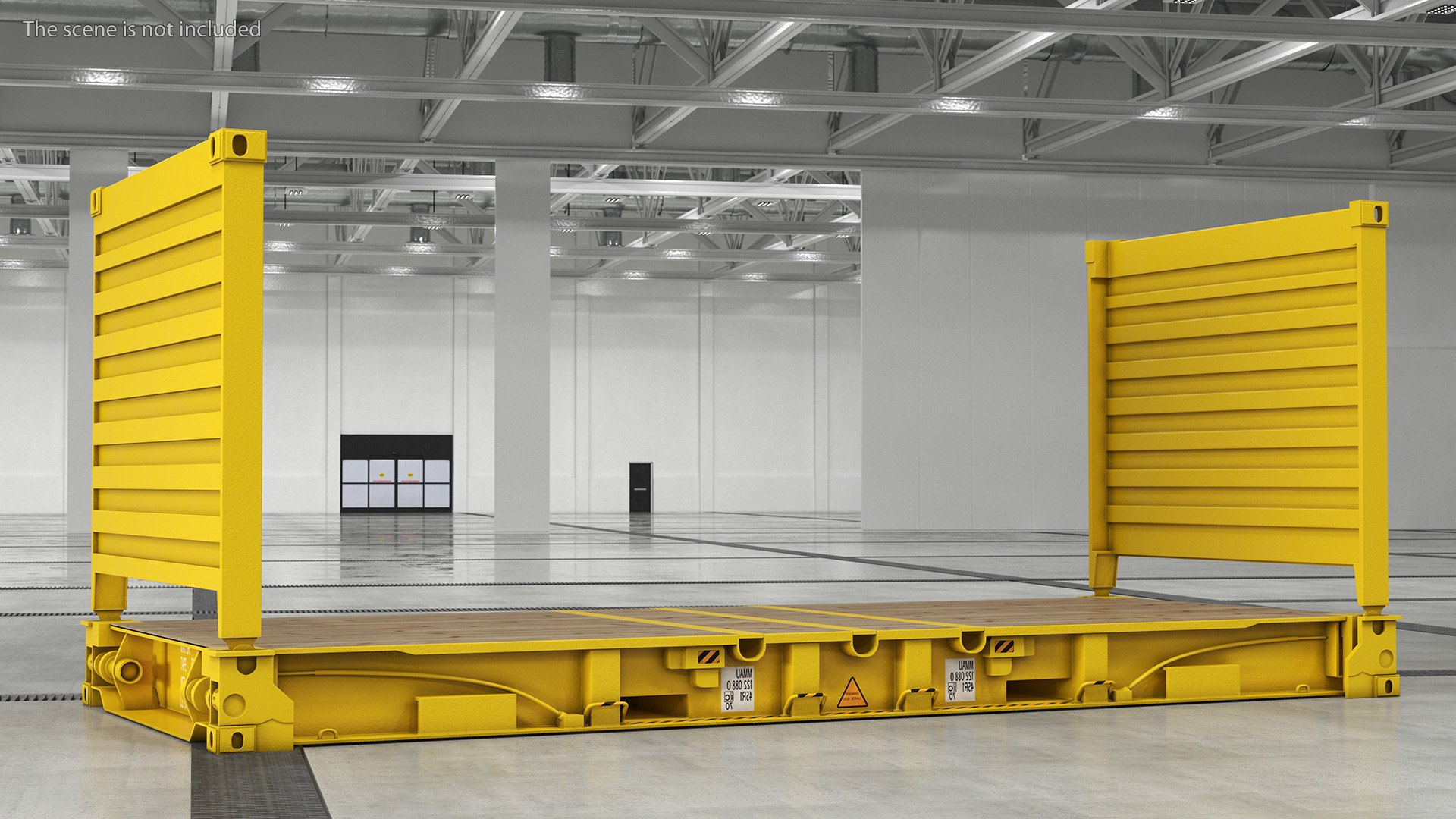 3D Flat Rack Container With Collapsible Ends - TurboSquid 2166933