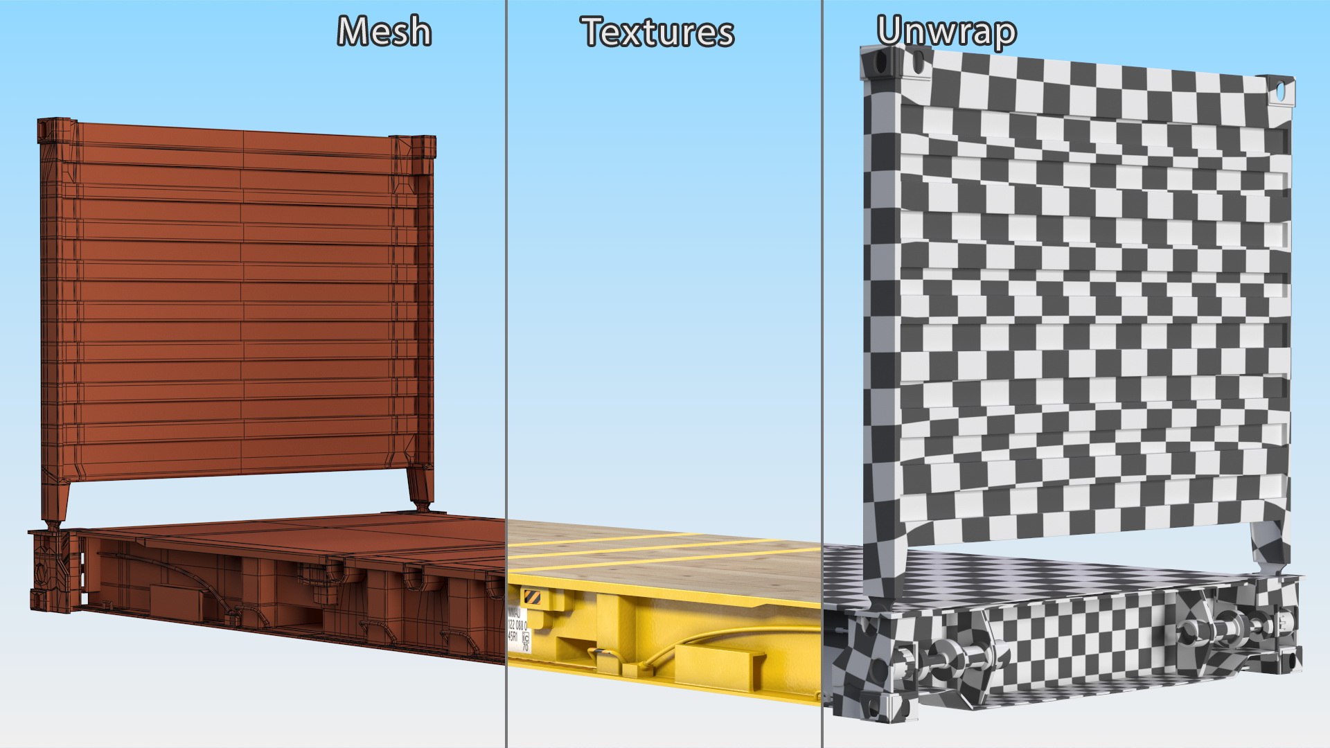 3D Flat Rack Container with Collapsible Ends - TurboSquid 2166933
