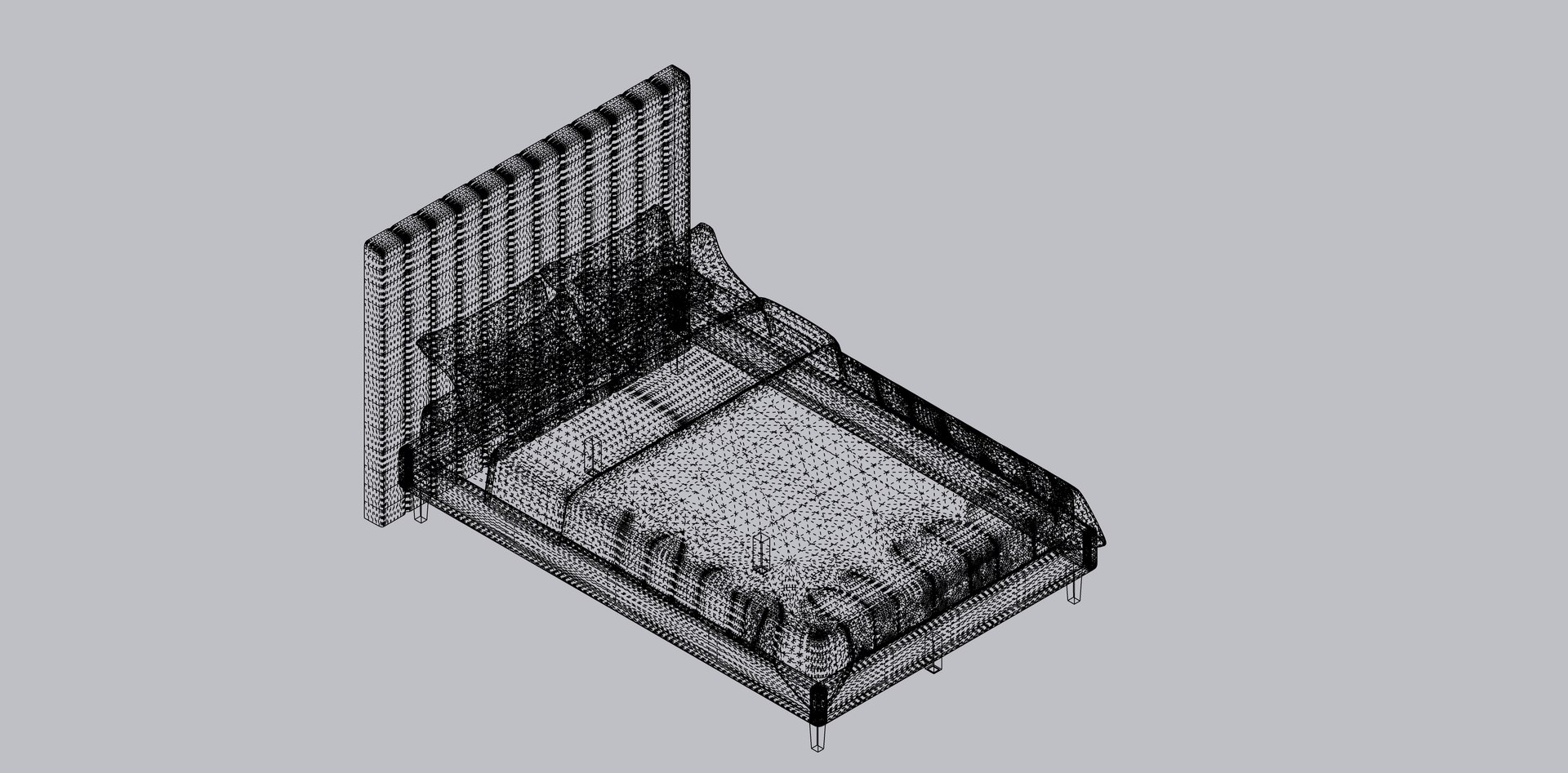 3D Queen Bed B2C Cannes Charcoal Fabric - TurboSquid 2136083