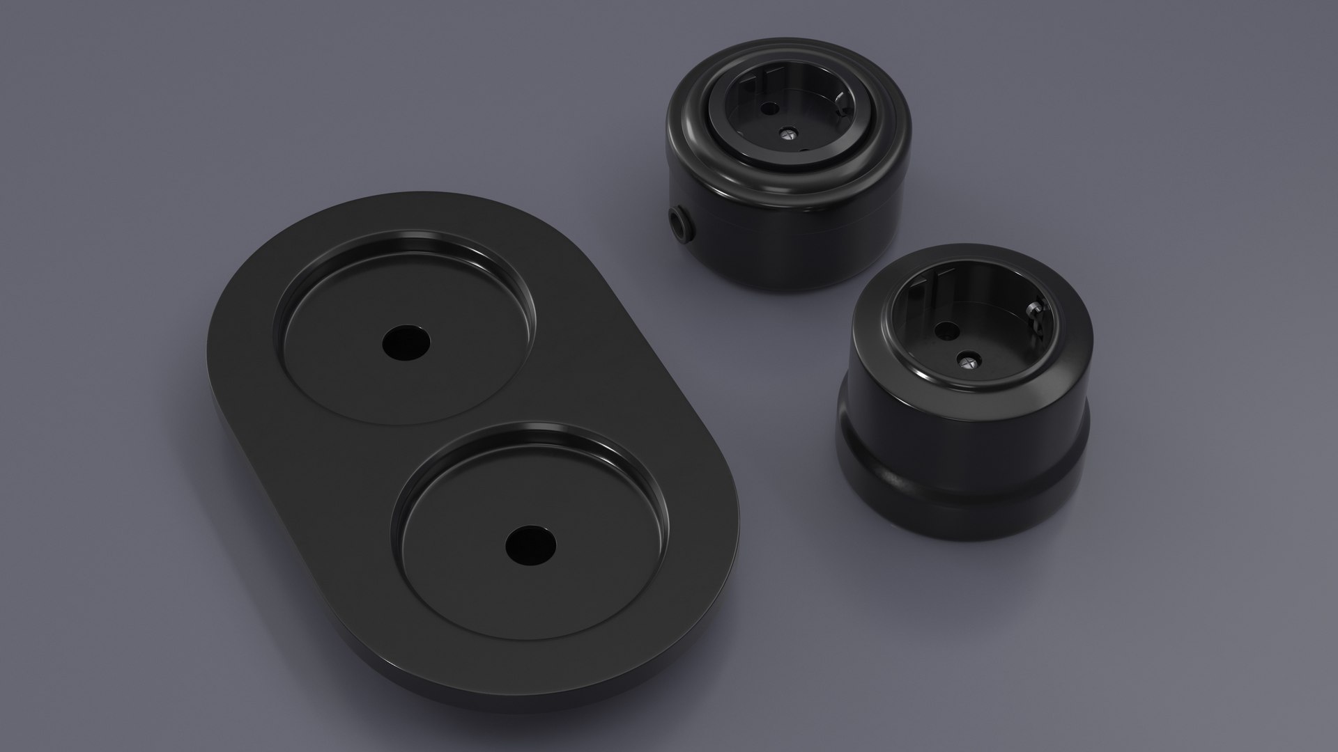 3D Electrical Retro Sockets Ceramic Black Model - TurboSquid 2062969