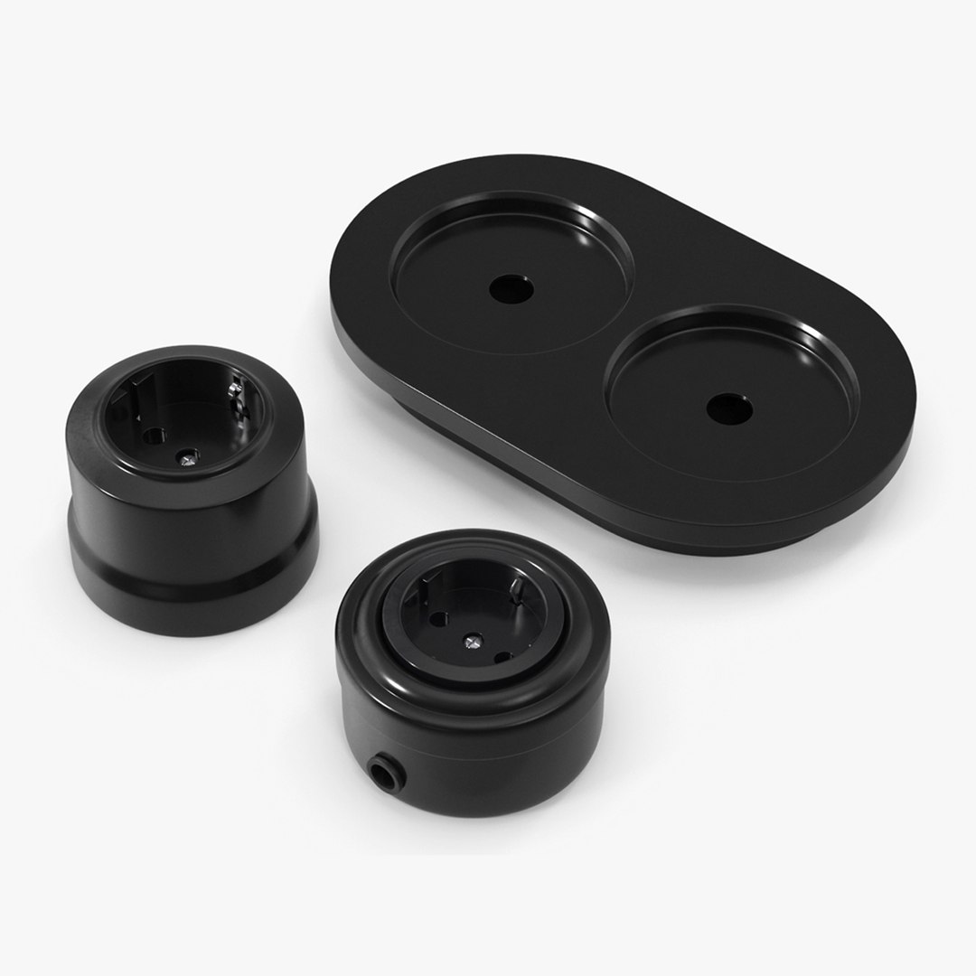 3D Electrical Retro Sockets Ceramic Black model - TurboSquid 2062969