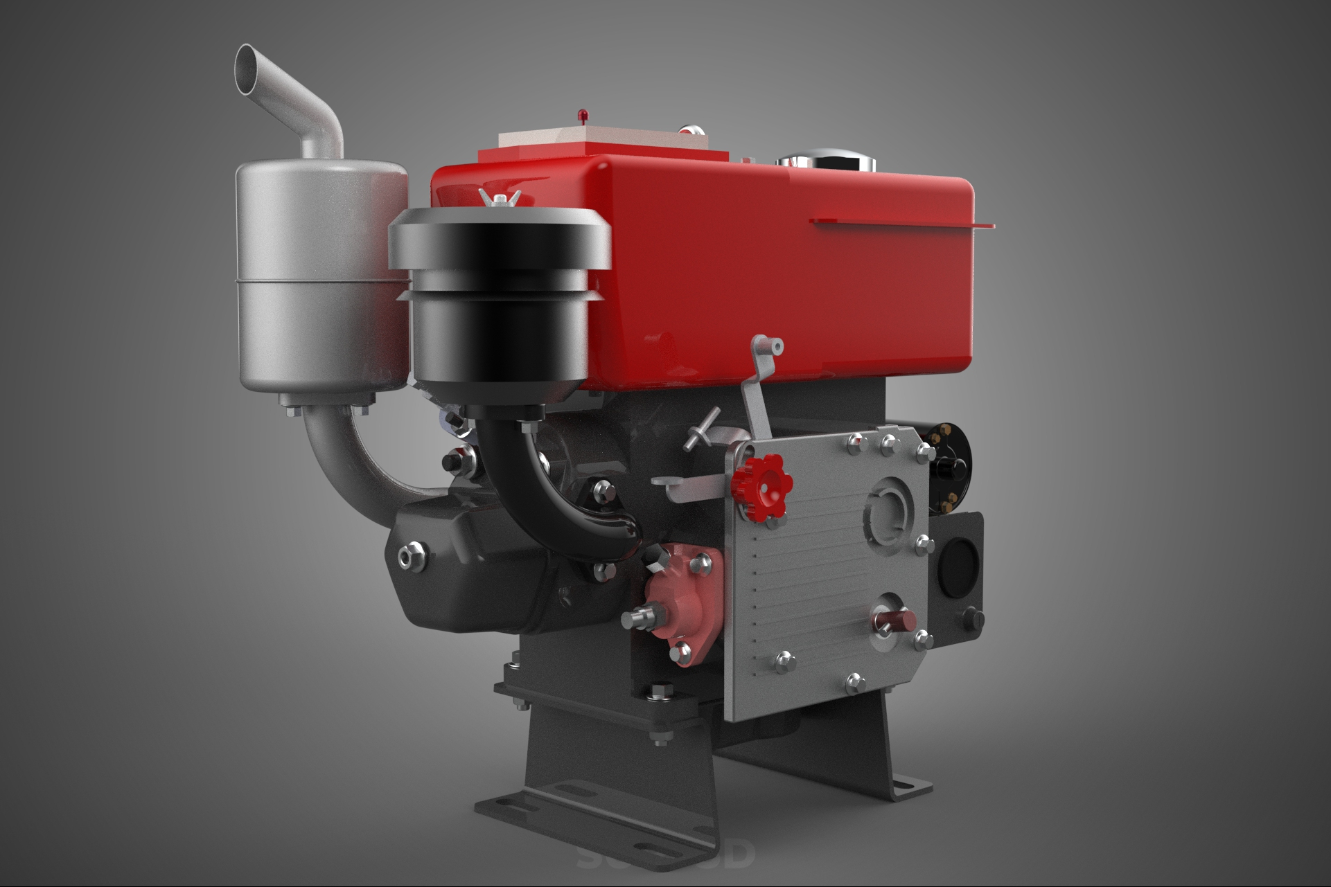 modelo 3d MÁQUINA CON MOTOR DIÉSEL PARA USO PEQUEÑO, MOTOR DE ...