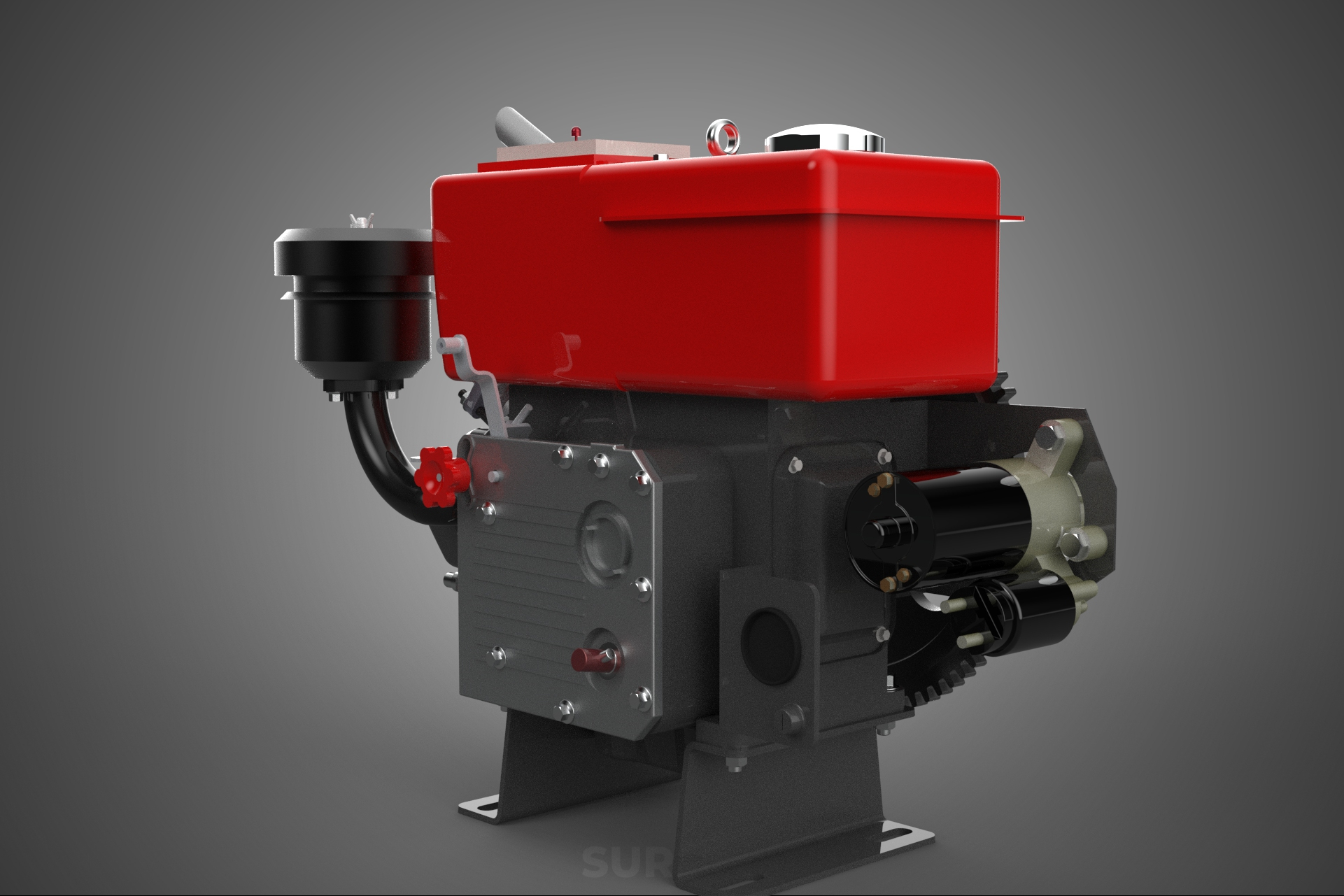 modelo 3d MÁQUINA CON MOTOR DIÉSEL PARA USO PEQUEÑO, MOTOR DE ...