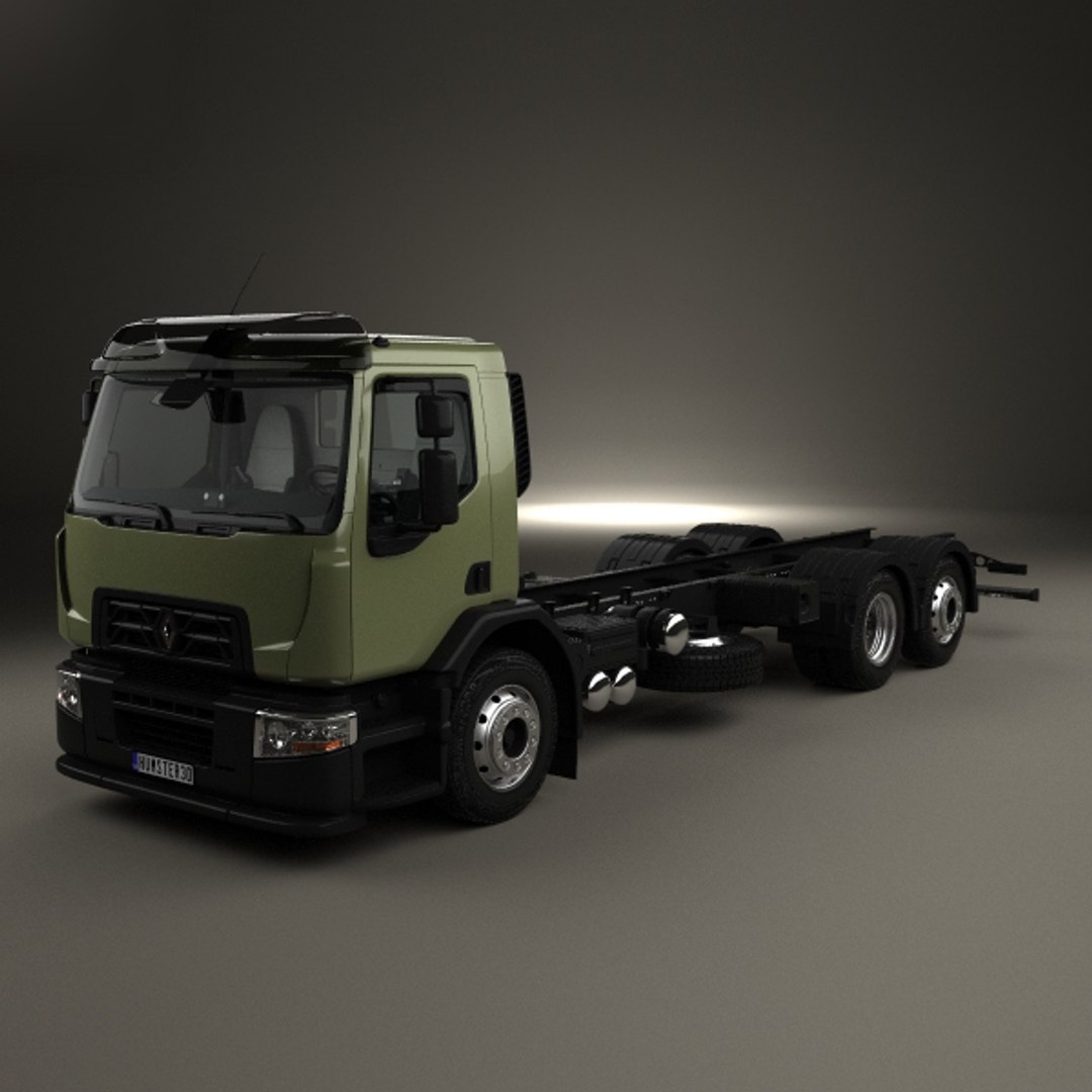 modelo 3d Renault D Wide Chassis Truck 3 ejes con HQ interior 2013 ...