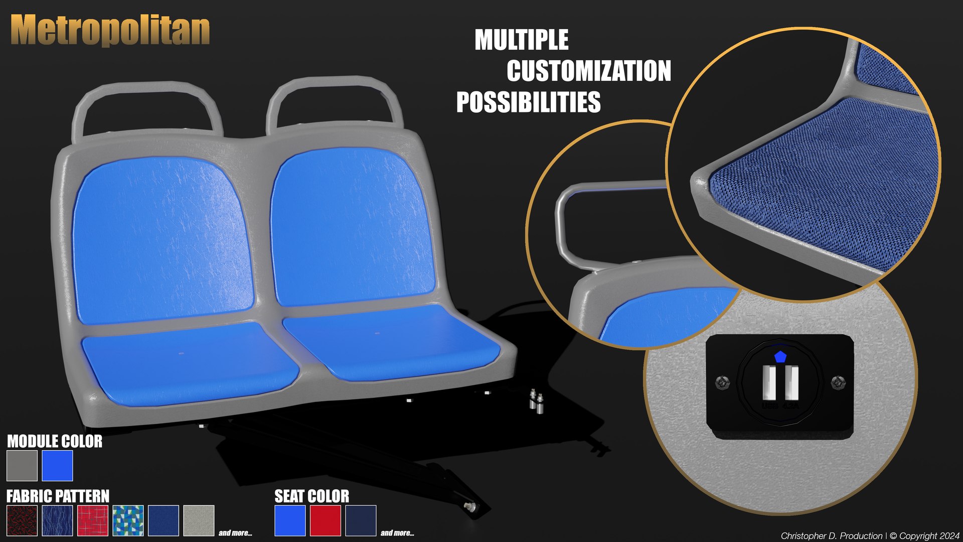 3D Metropolitan American Seating With QSTRAINT Security Systems PACK ...