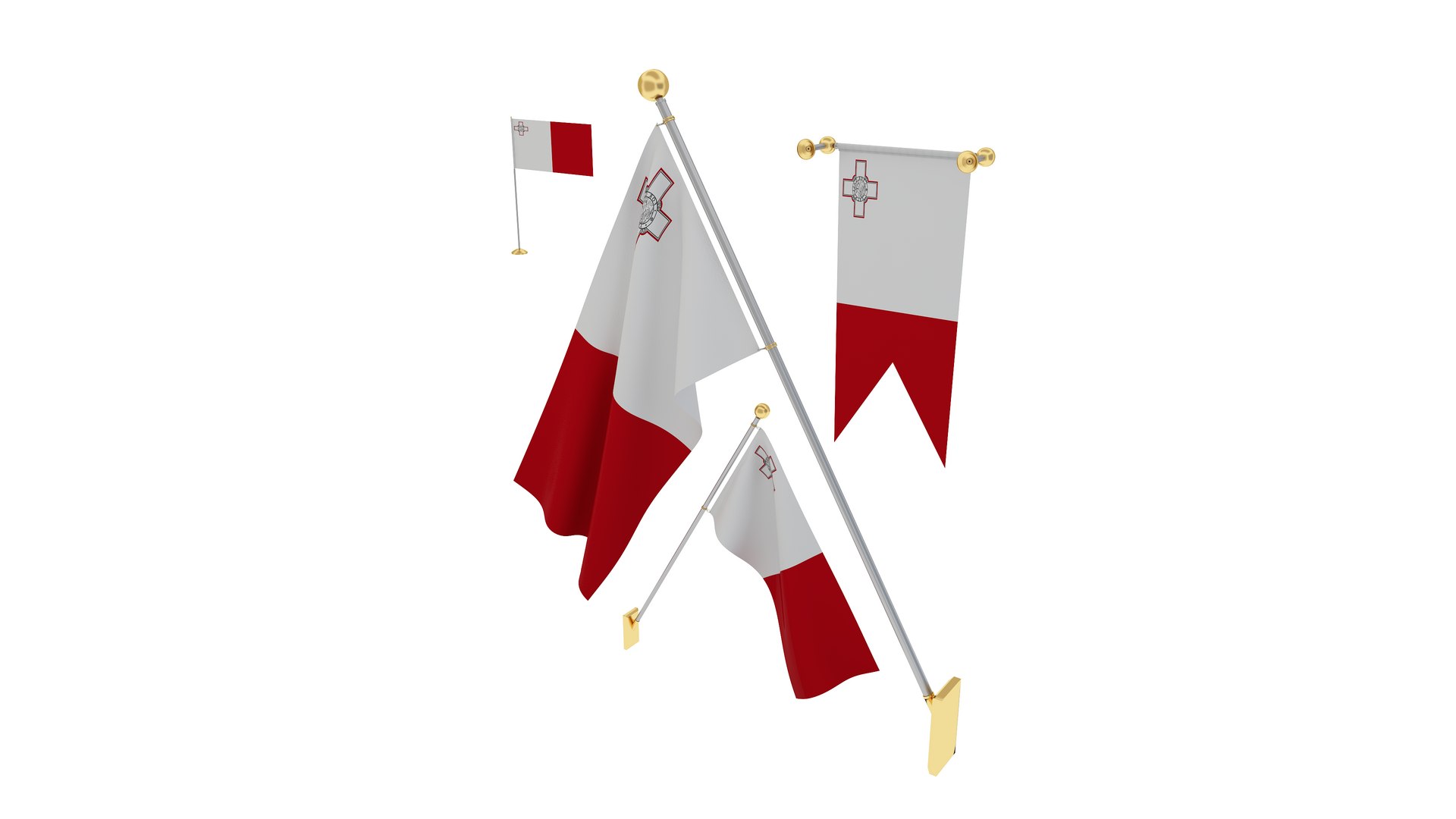 Malta Flag Set 3D Model - TurboSquid 2399162