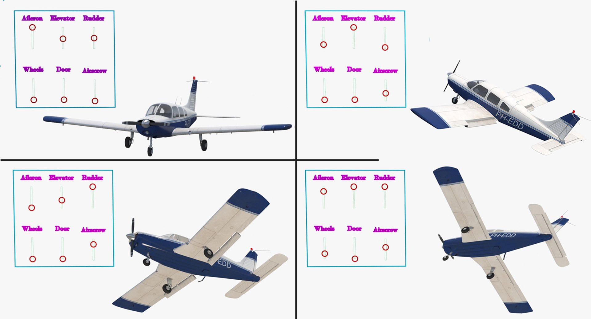 light aircraft piper pa-28-161 3d model