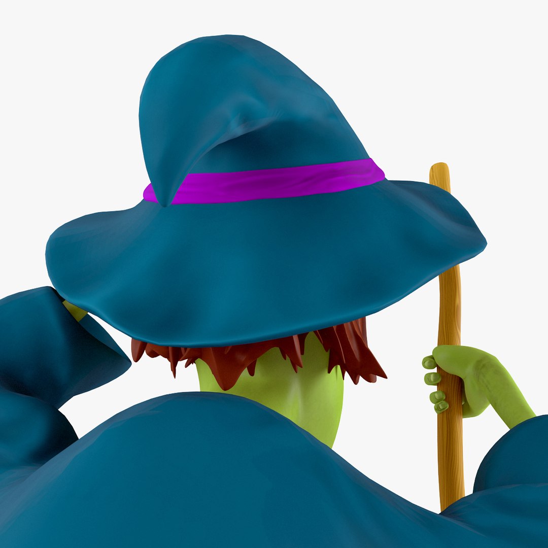 3d cartoon witch rigged