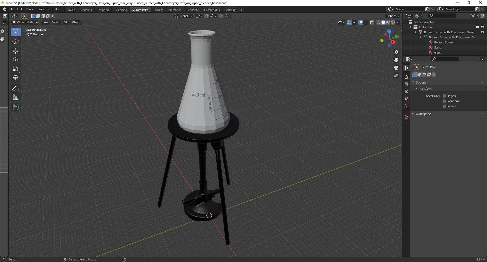 Bunsen Burner with Erlenmeyer Flask on Tripod 3D - TurboSquid 1851586