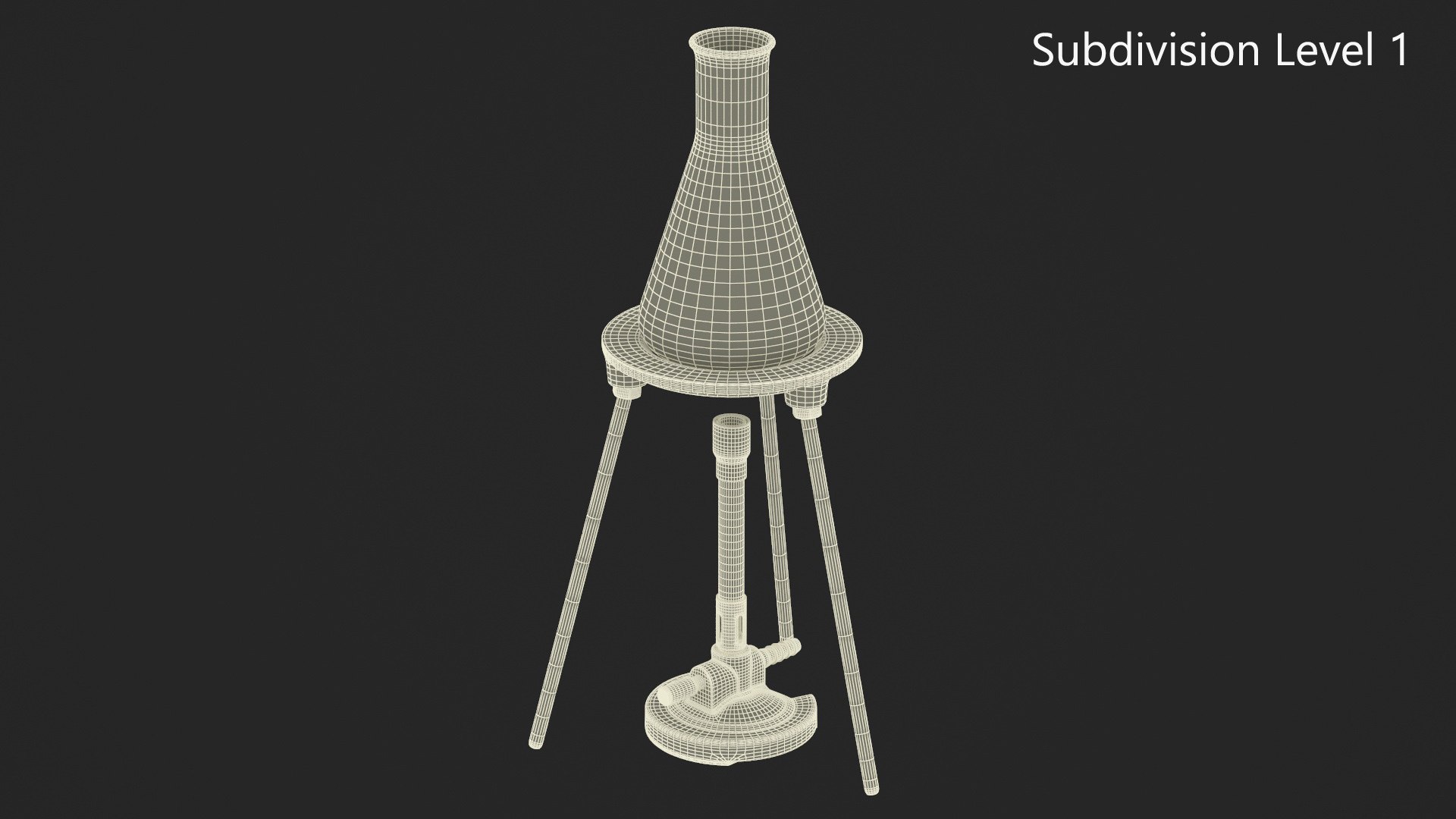 Bunsen Burner with Erlenmeyer Flask on Tripod 3D - TurboSquid 1851586