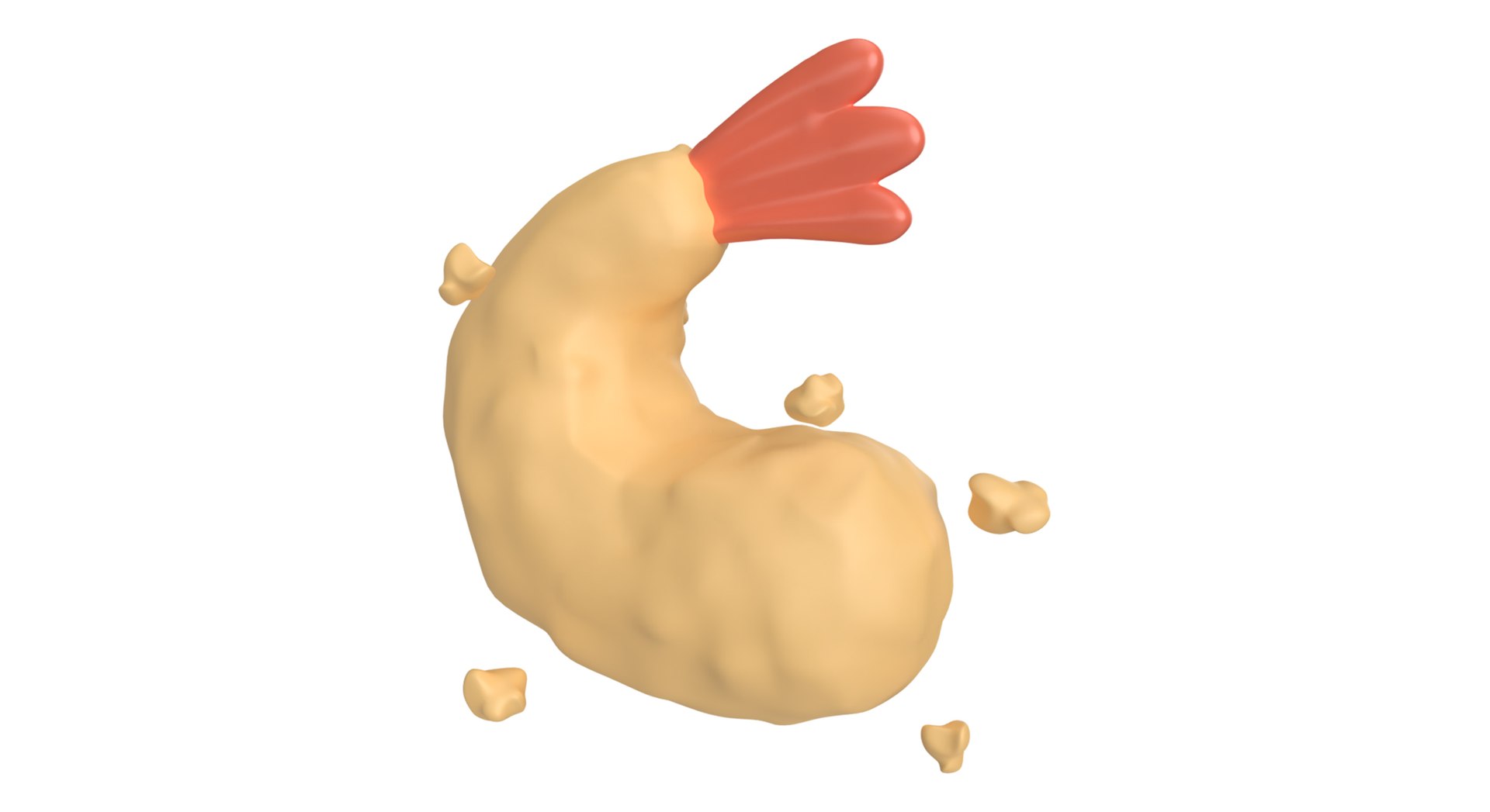3D Cartoon Crispy Fried Prawn Model - TurboSquid 1955936