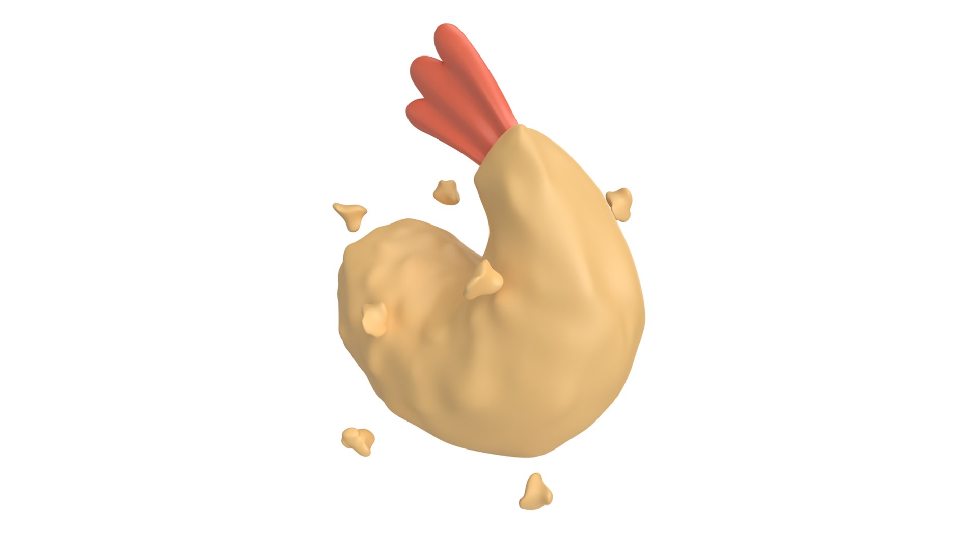 3D Cartoon Crispy Fried Prawn Model - TurboSquid 1955936