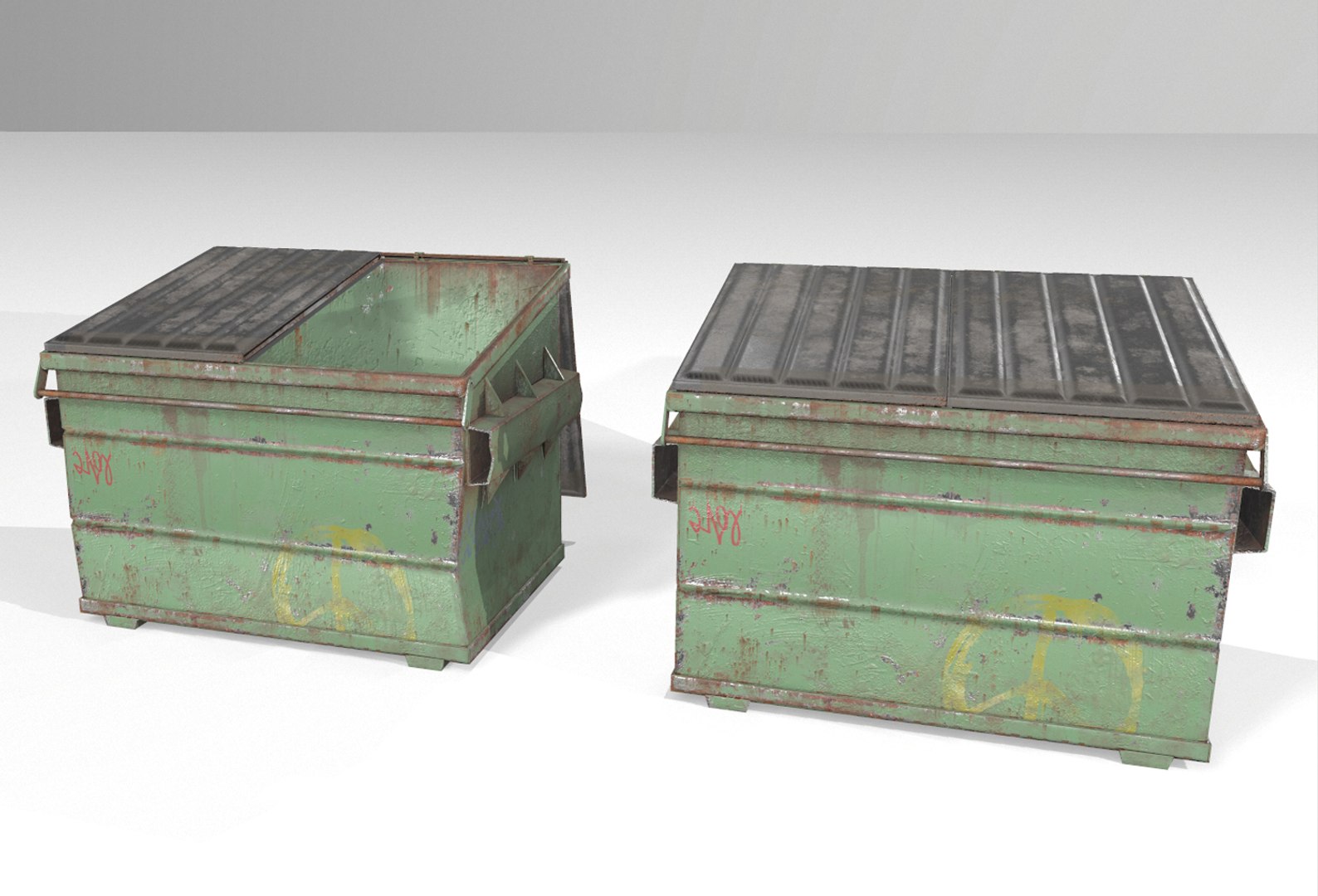 3D Dumpsters Pbr Contains Model - TurboSquid 1546293