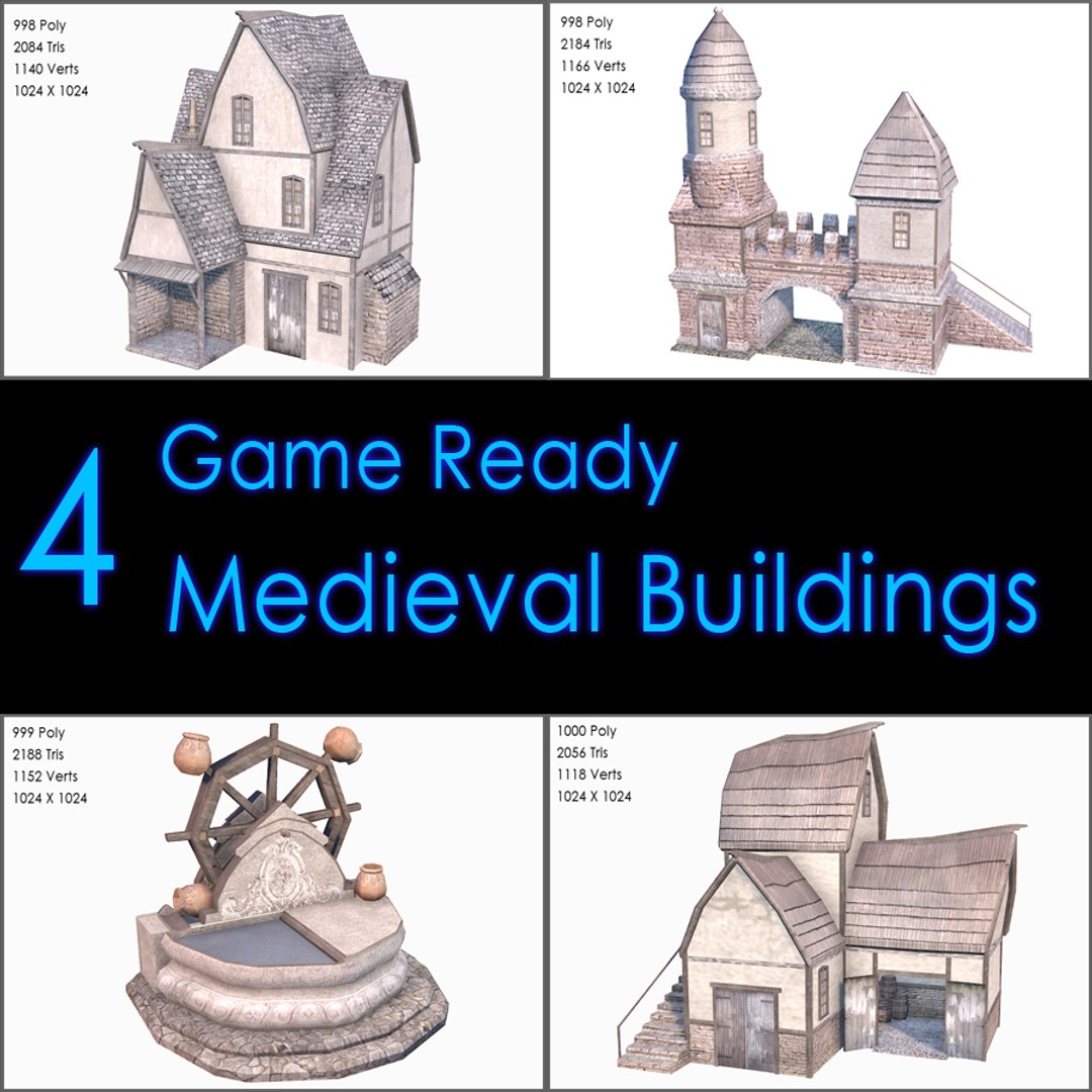 3d model medieval buildings ii house