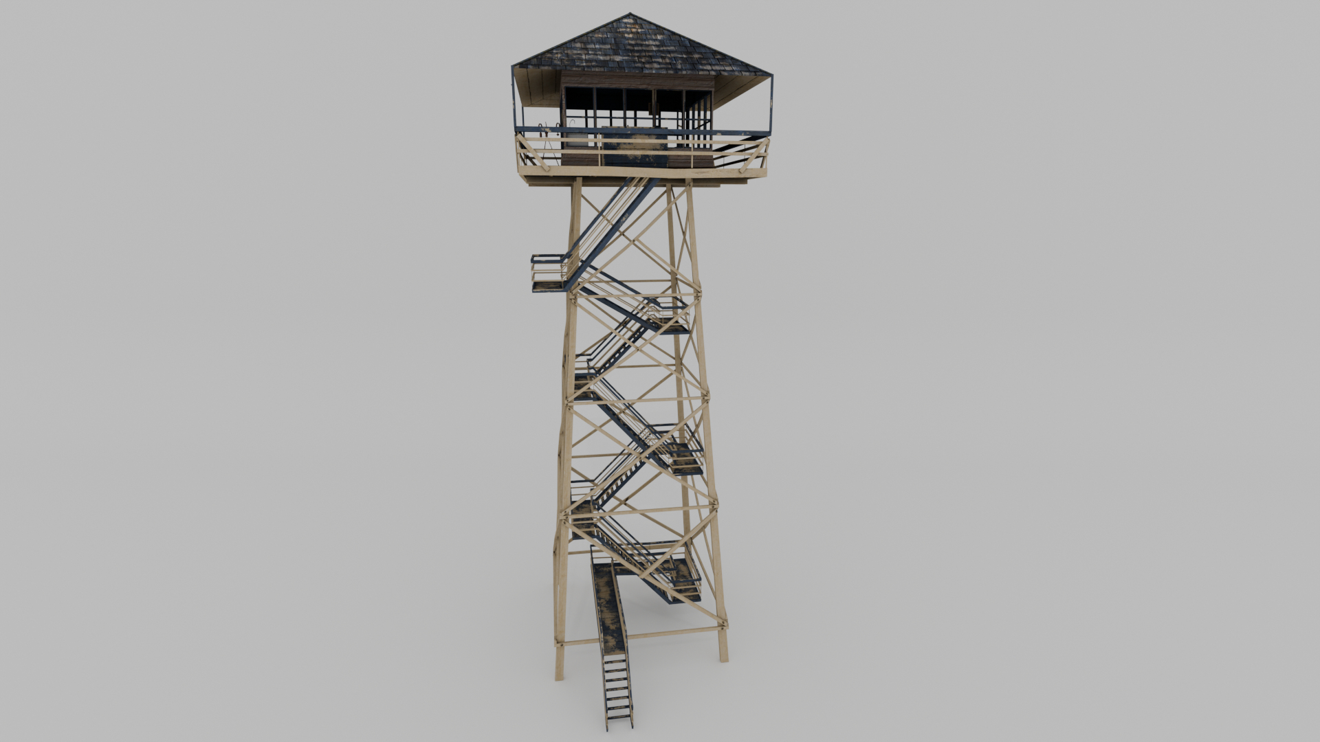 Fire Lookout Tower With Interior Model - TurboSquid 2348718