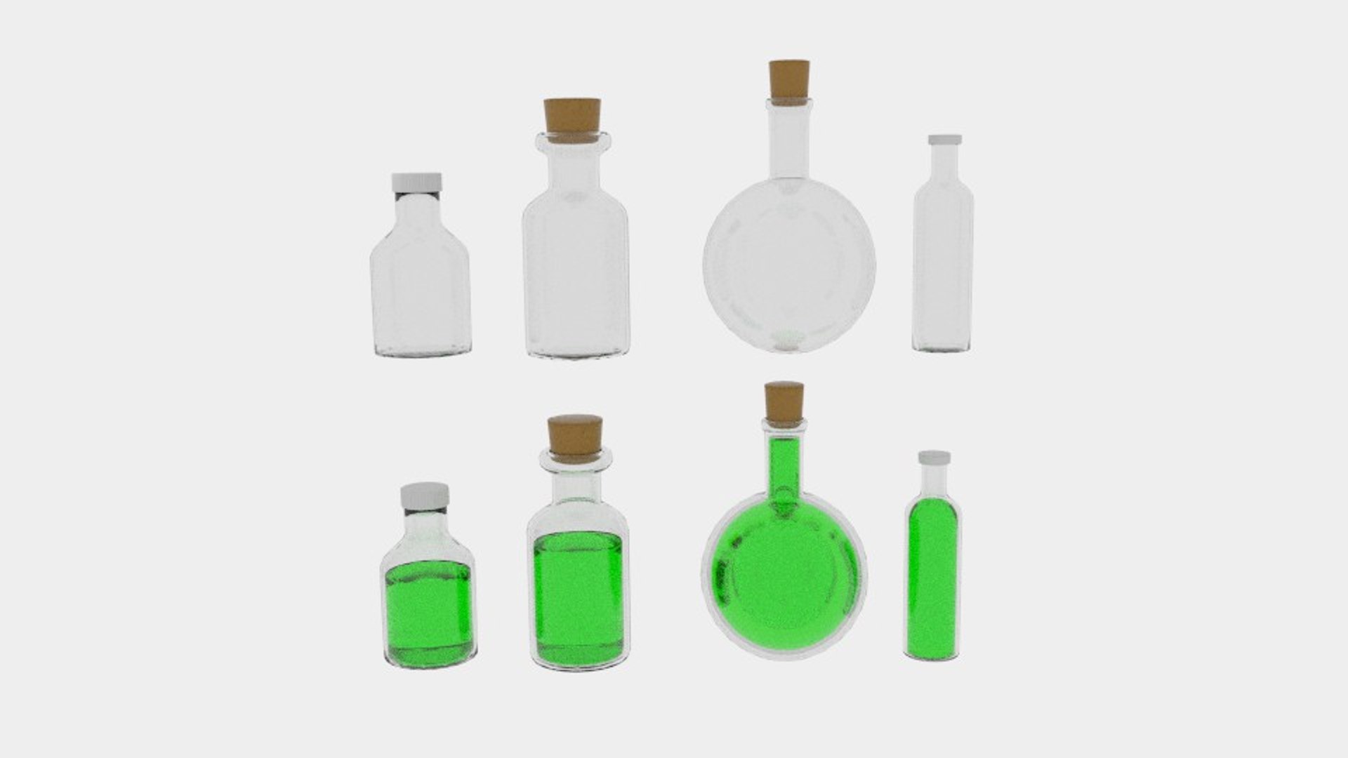 3d Poison Bottles Model