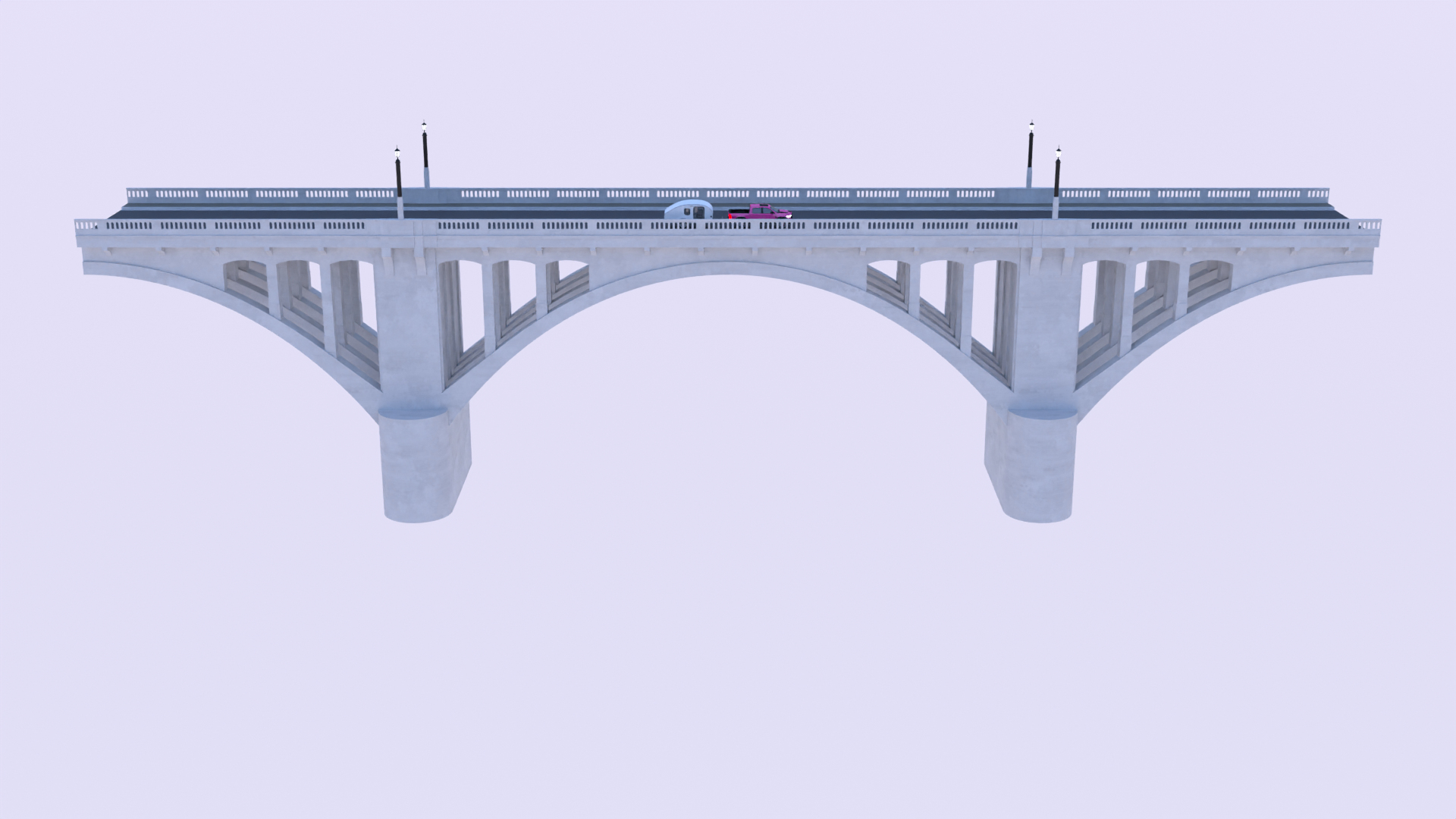 3D Model Bridge With Dodge RAM And Caravan - TurboSquid 2392055