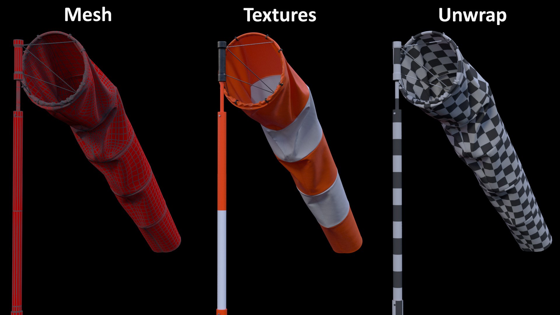 3D Windsock with Wind Speed 3 Knots model - TurboSquid 2026032