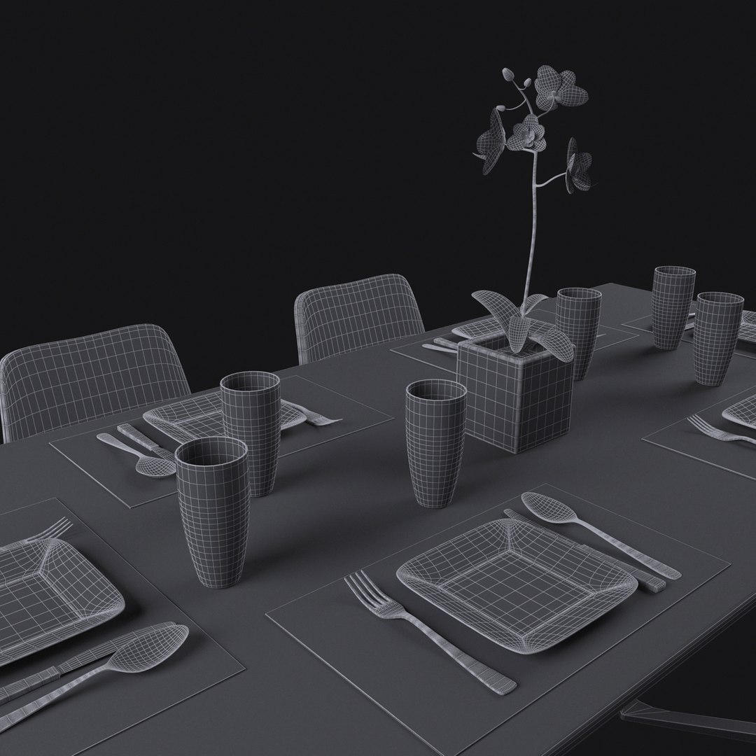 3d C4d Dining Table Set
