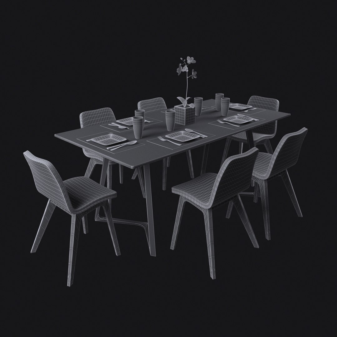 3d C4d Dining Table Set