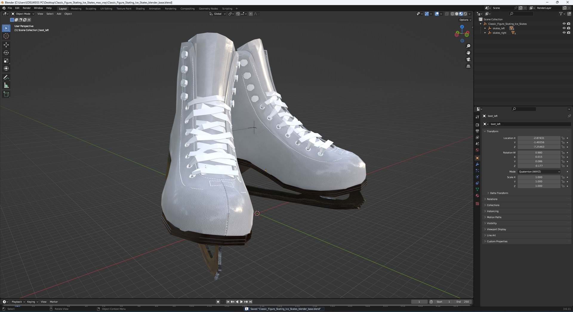 Classic Figure Skating Ice Skates 3D Model - TurboSquid 2322266