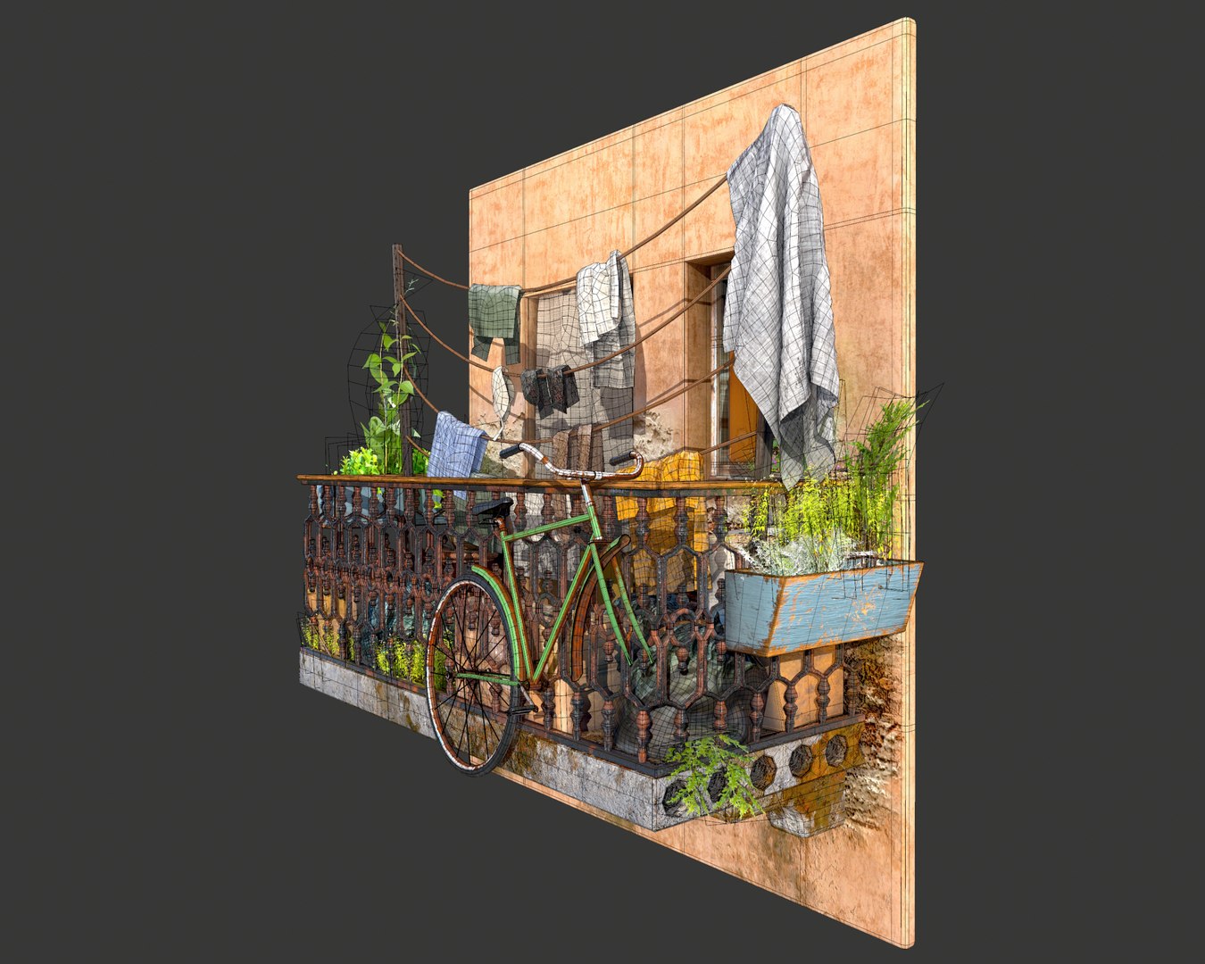 Old Overgrown Balcony Game Ready 3D Model - TurboSquid 2169789
