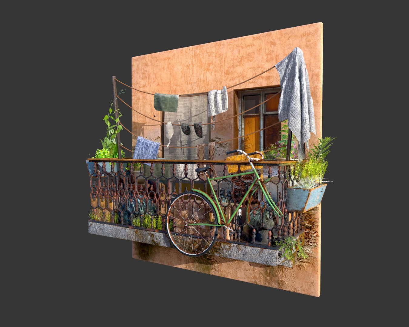 Old Overgrown Balcony Game Ready 3D Model - TurboSquid 2169789