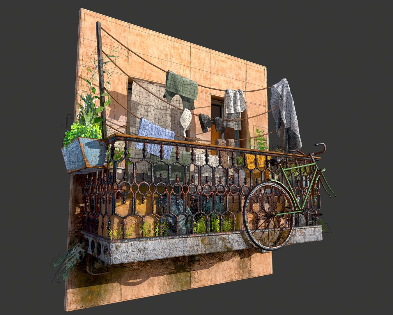 Old Overgrown Balcony Game Ready 3D Model - TurboSquid 2169789