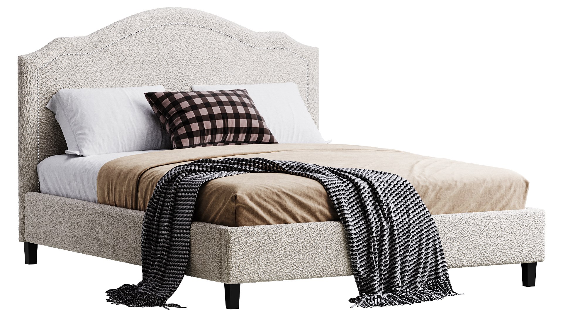 Cassis Upholstered Bed 3D Model - TurboSquid 2399229