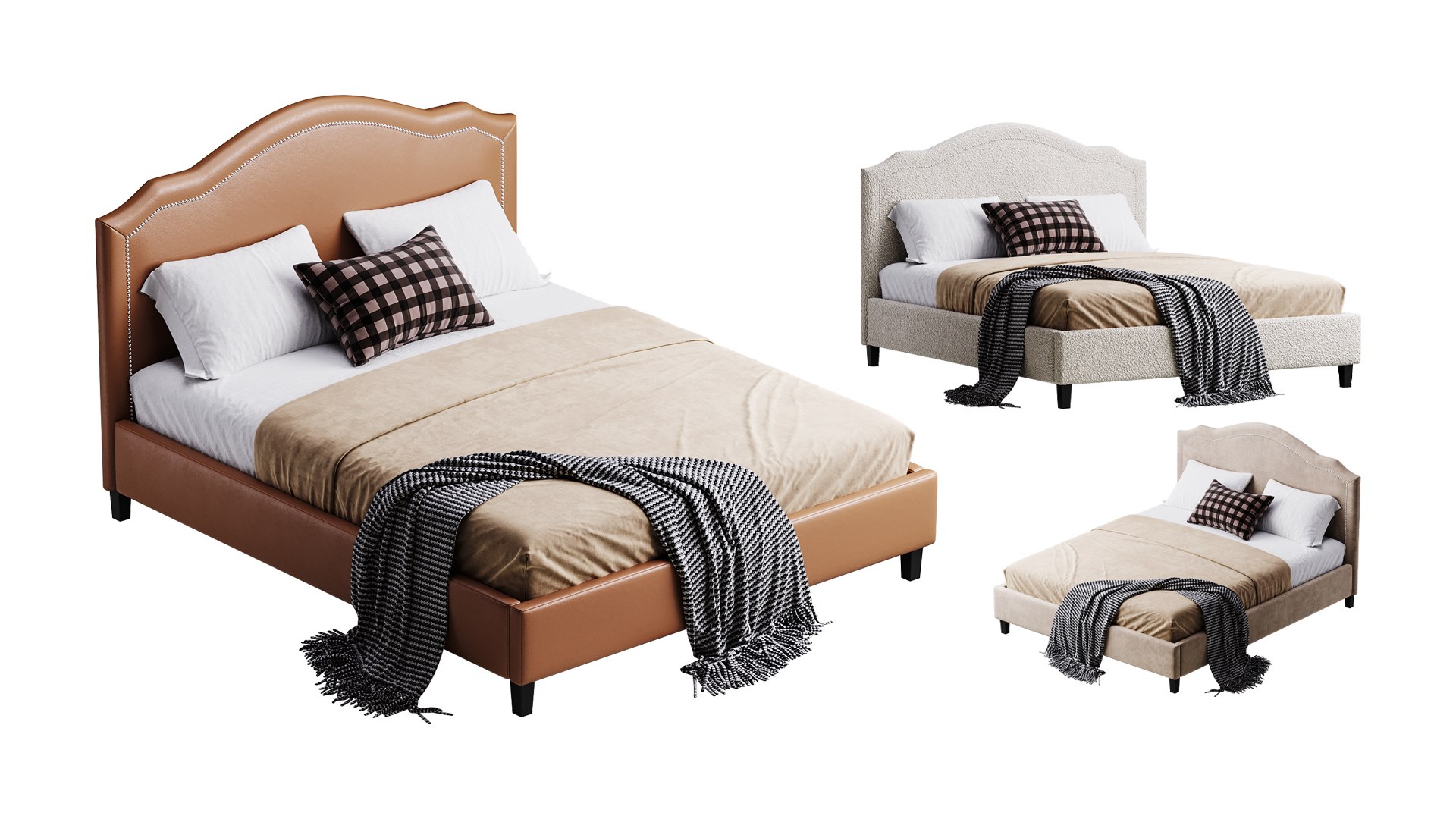 Cassis Upholstered Bed 3D Model - TurboSquid 2399229