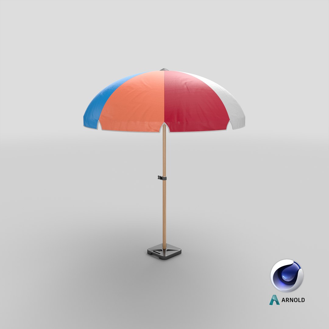 Detailed Colorful Beach Umbrella 3D Model - TurboSquid 2079540
