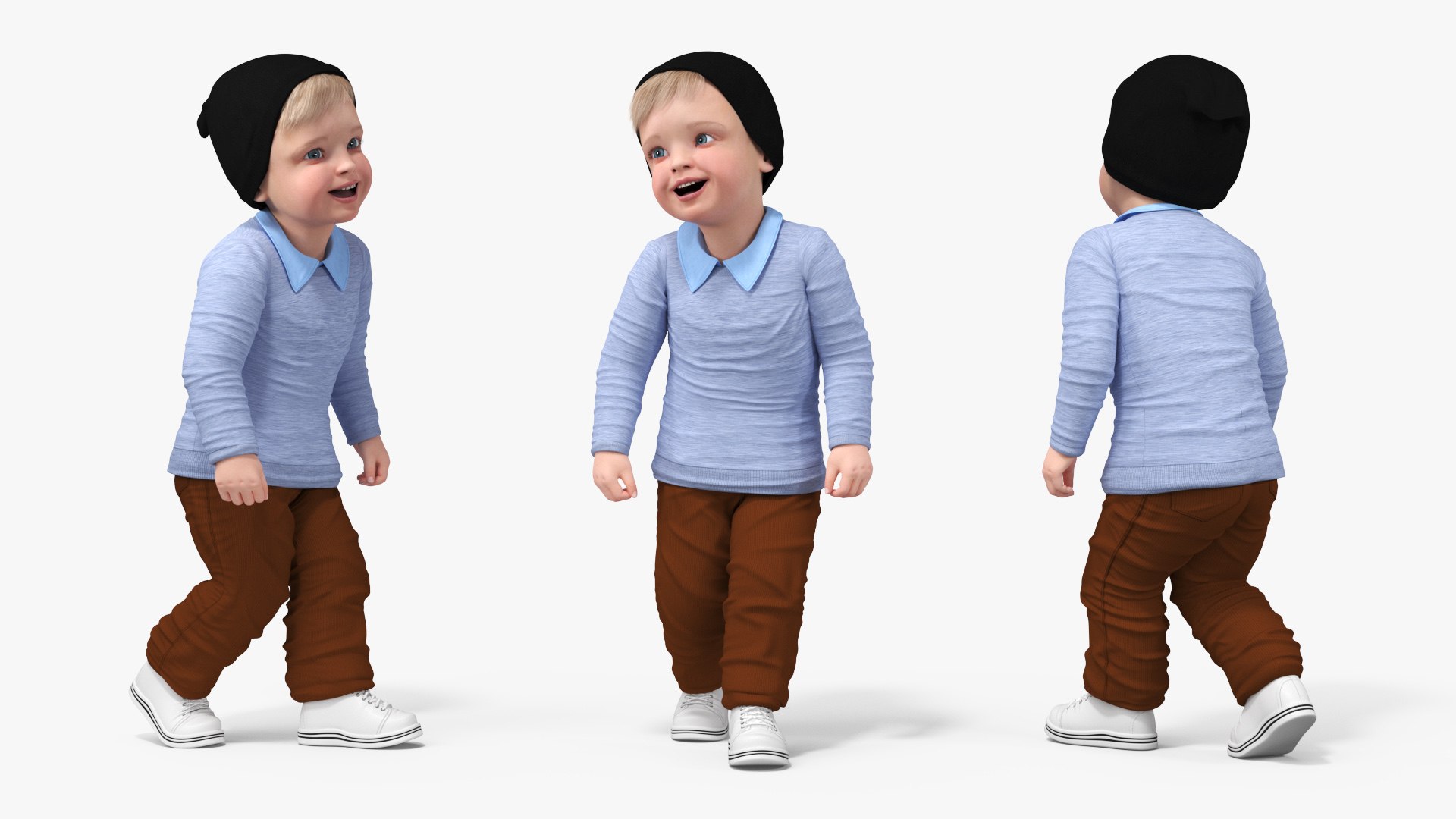 3D Child In Fall Clothes Walking Pose - TurboSquid 2268154