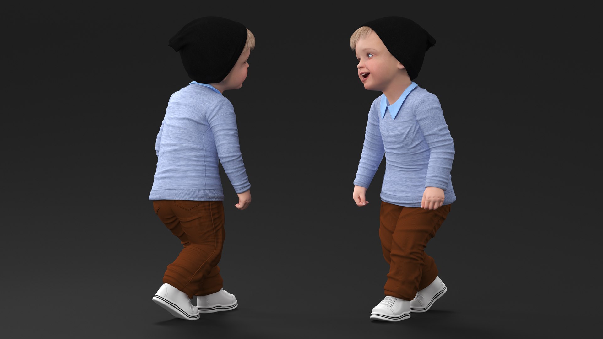 3D Child In Fall Clothes Walking Pose - TurboSquid 2268154