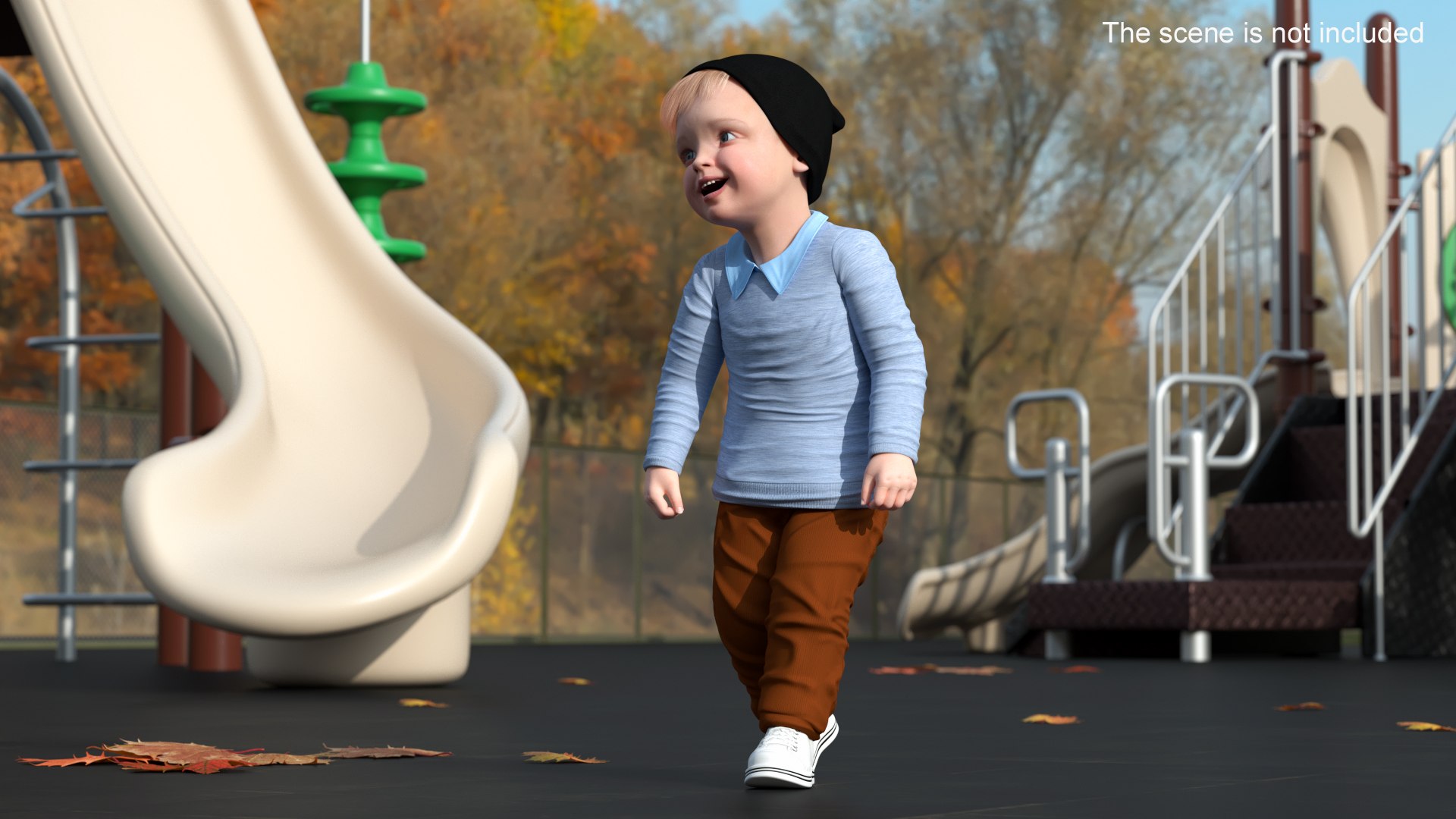 3D Child In Fall Clothes Walking Pose - TurboSquid 2268154