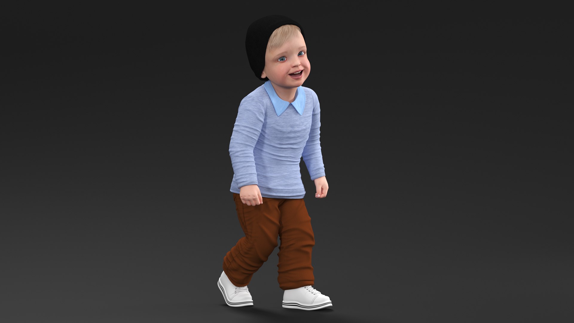 3D Child In Fall Clothes Walking Pose - TurboSquid 2268154