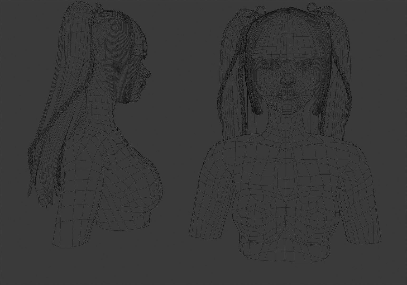 Stylized Pigtails Hairstyle 3D Model - TurboSquid 1960601