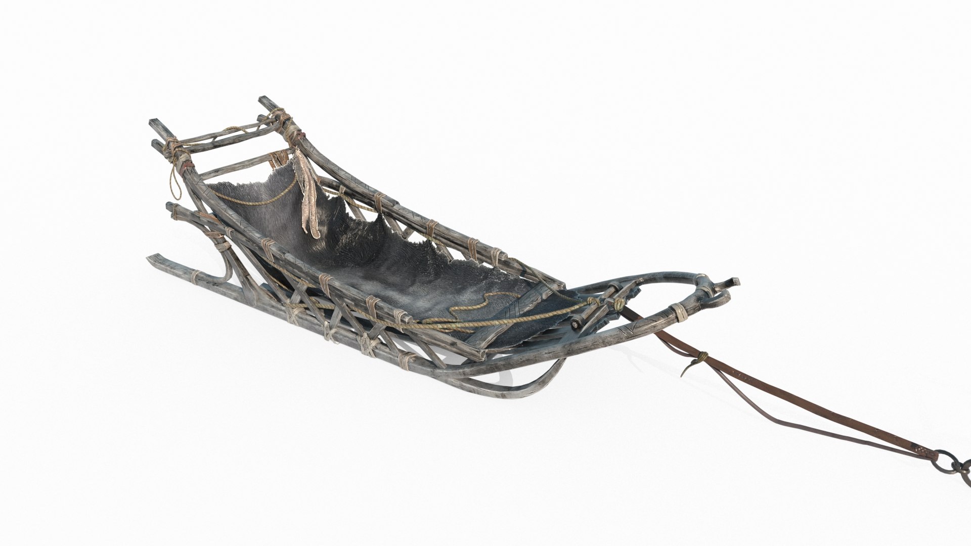 3D Model Snow Vehicle Old Fashioned Dog Sled - TurboSquid 2355221