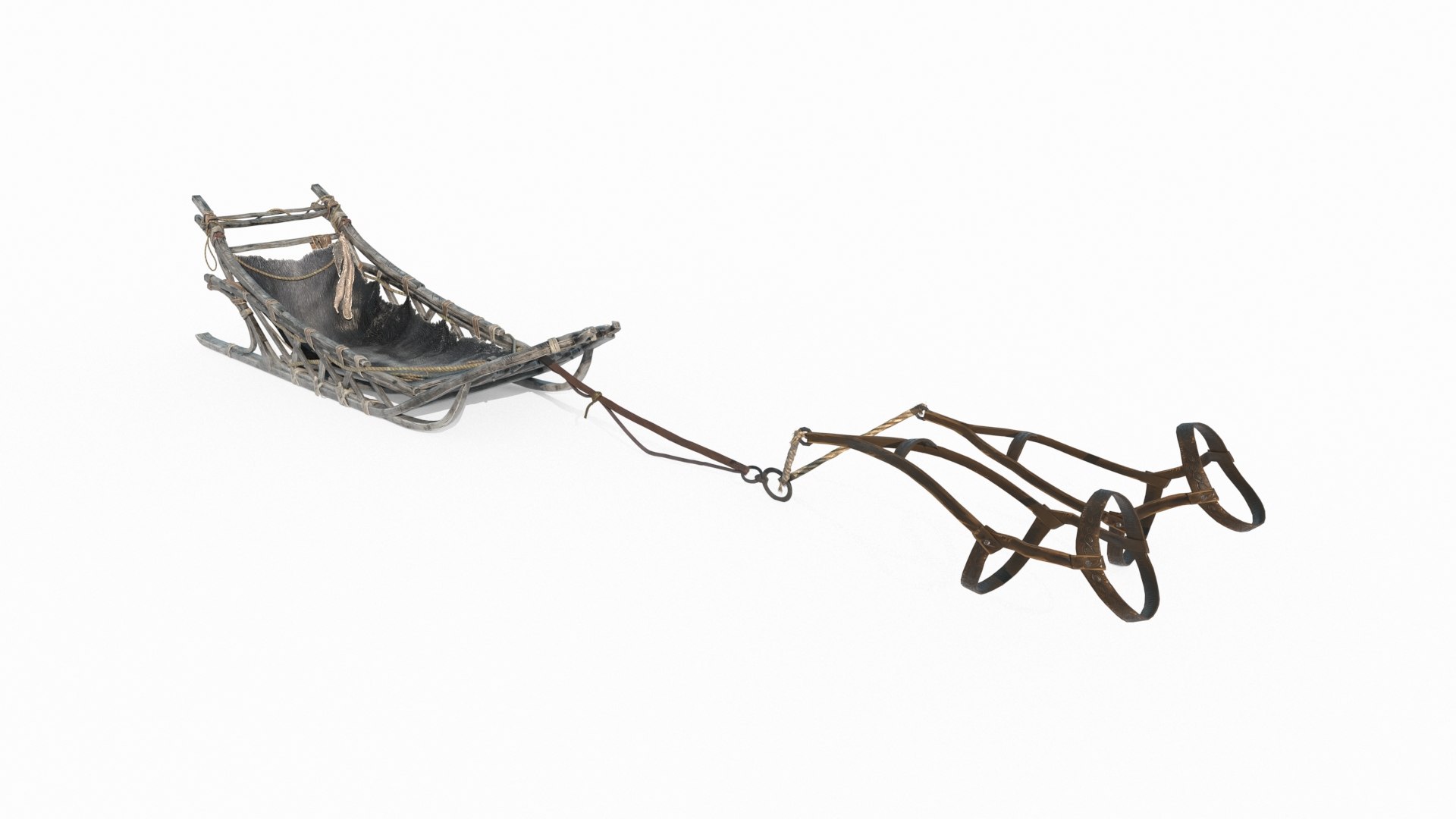3D Model Snow Vehicle Old Fashioned Dog Sled - TurboSquid 2355221